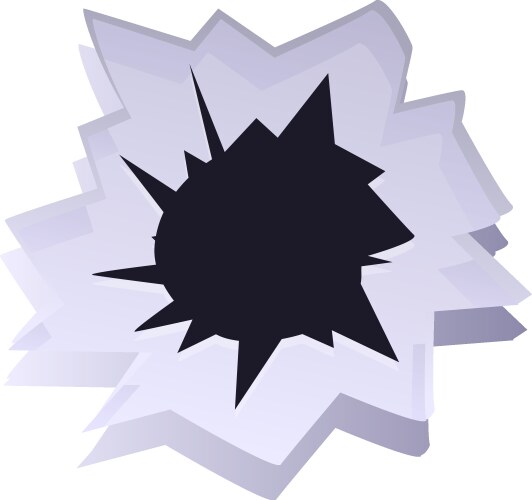 Bullet hole tearing through metal showing dark Vector Image