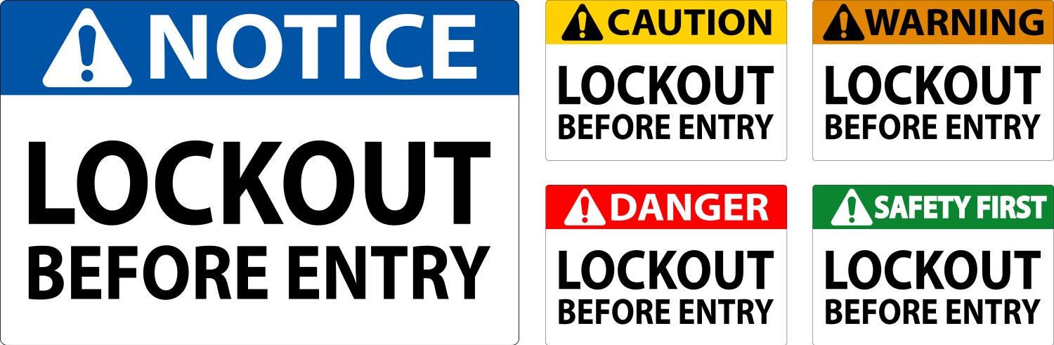 Warning sign lockout before entry Royalty Free Vector Image