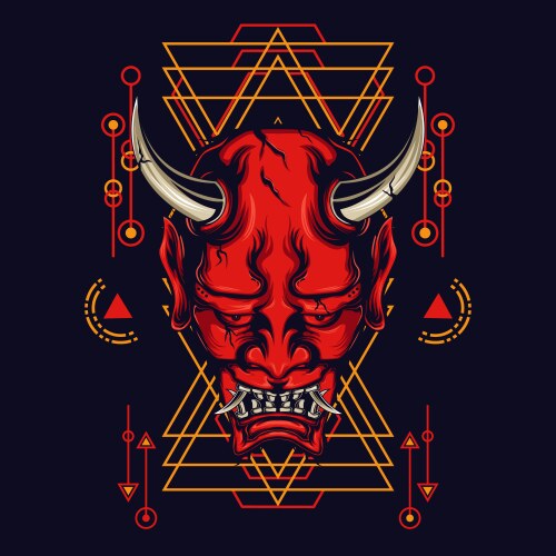 Devil mask with sacred geometry ornament Vector Image