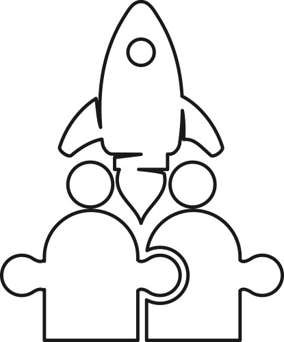 Rocket tree ribbon commitment teamwork together Vector Image