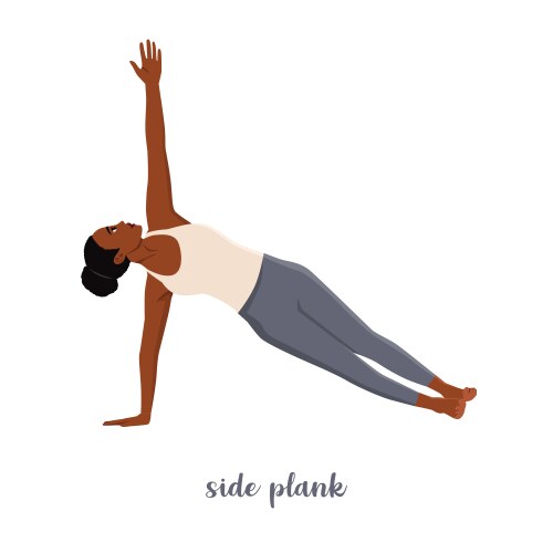 Woman doing side plank with crossed legs exercise Vector Image