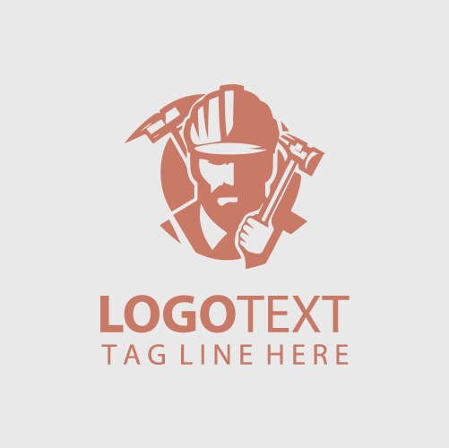 Construction worker logo Royalty Free Vector Image