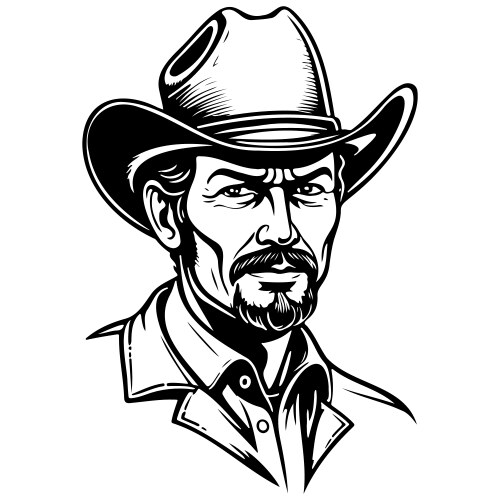 Realistic cowboy hat drawing outline Royalty Free Vector