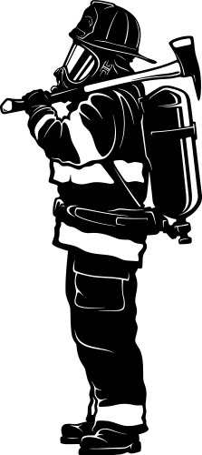 Fireman firefighter stencil black Royalty Free Vector Image