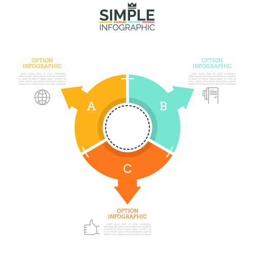 Three arrows pointing in different directions Vector Image