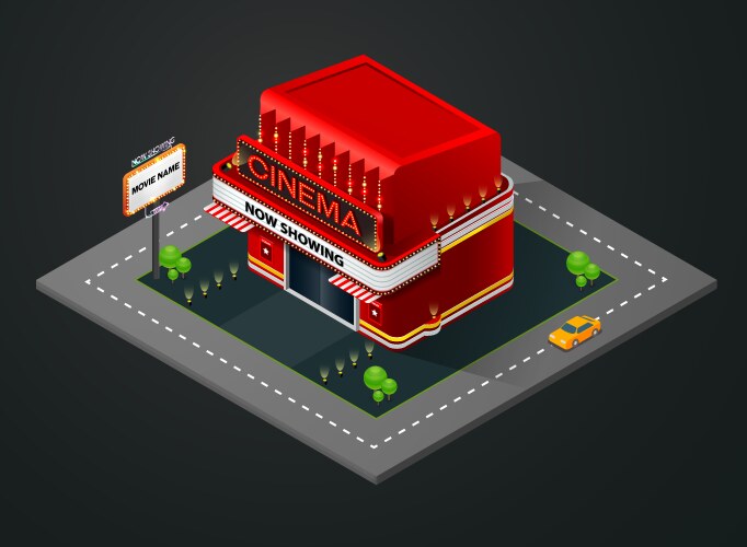 Theater cinema building Royalty Free Vector Image