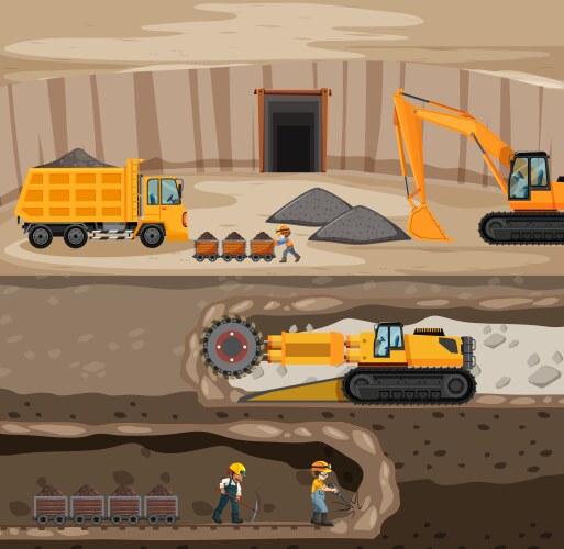 Landscape coal mine industry with underground Vector Image
