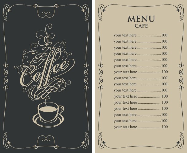 Coffee Shop Menu with Price List Royalty Free Vector Image