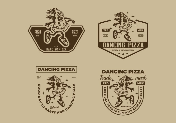 Mascot design of dancing pizza Royalty Free Vector Image
