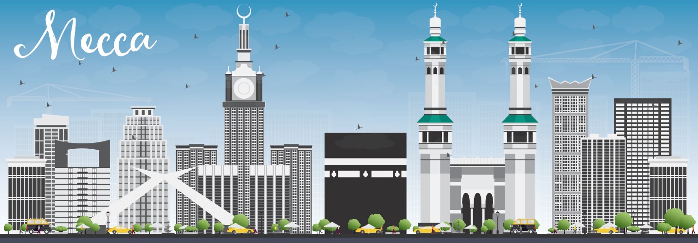 Outline mecca banner Royalty Free Vector Image