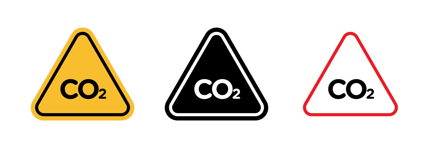 Co2 warning sign icon set alert for carbon Vector Image