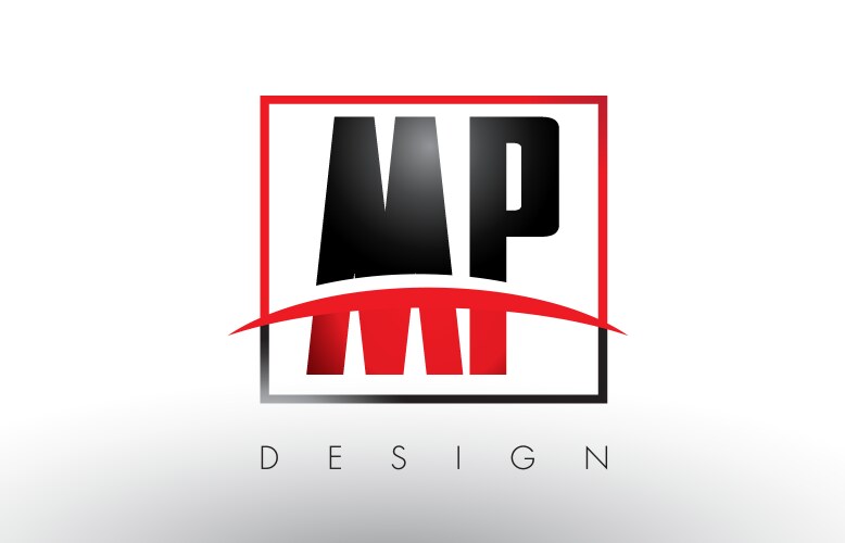 Letter m logo with a red circle swoosh design Vector Image