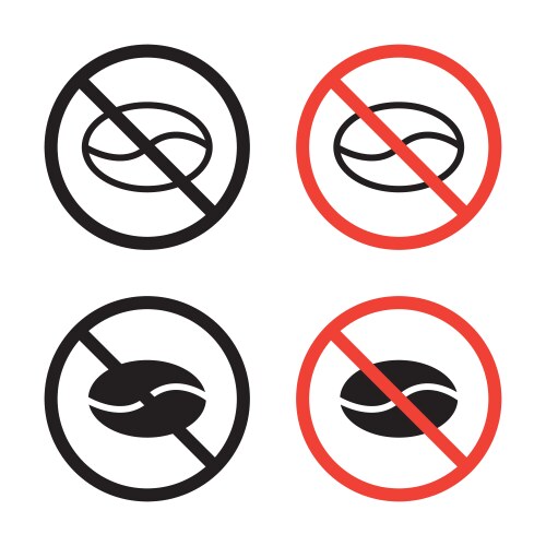 Caffeine free icon set zero coffee Royalty Free Vector Image