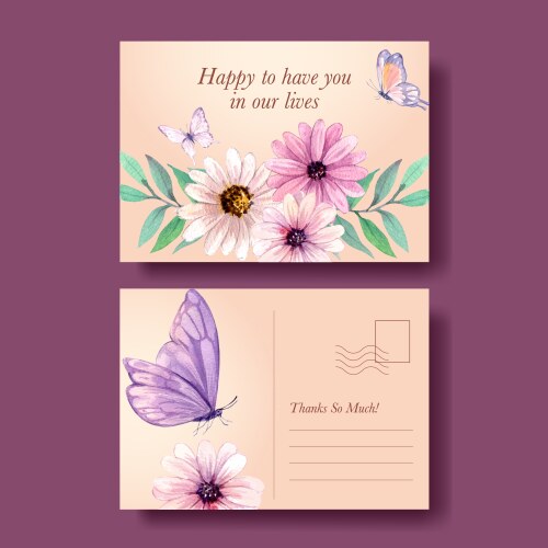 Spring flowers invitation template card Royalty Free Vector