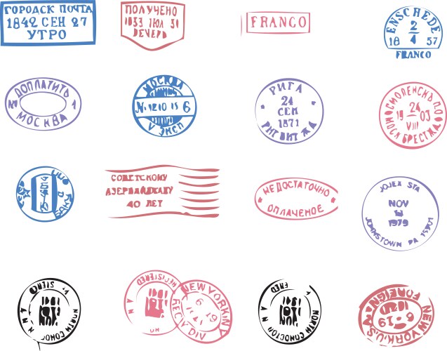 Letters and postmarks Royalty Free Vector Image