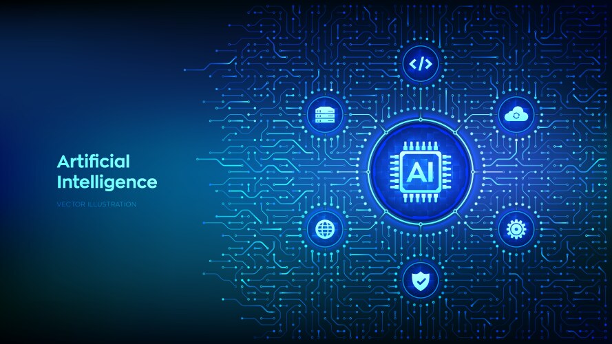 Machine learning ai artificial intelligence deep Vector Image