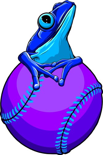 Frog on baseball ball Royalty Free Vector Image