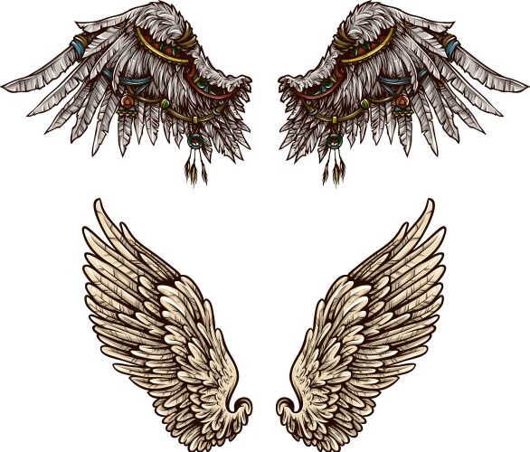 Vintage wings isolated on white background design Vector Image