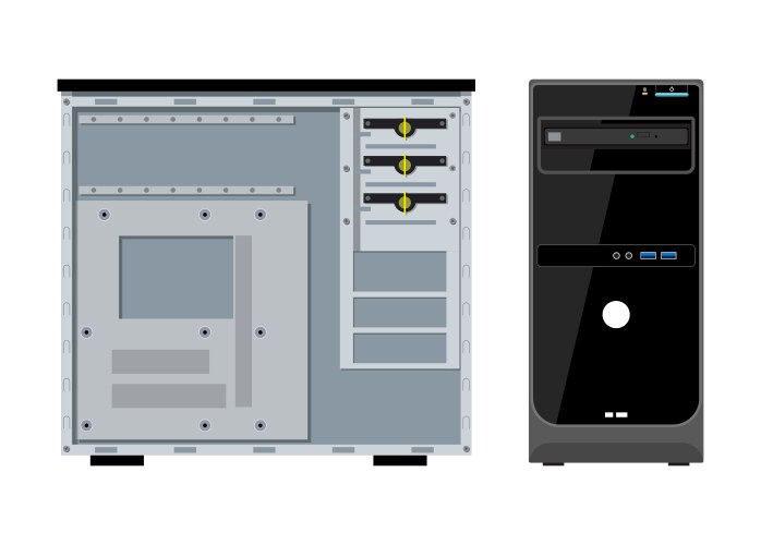 Assembling pc personal computer hardware Vector Image