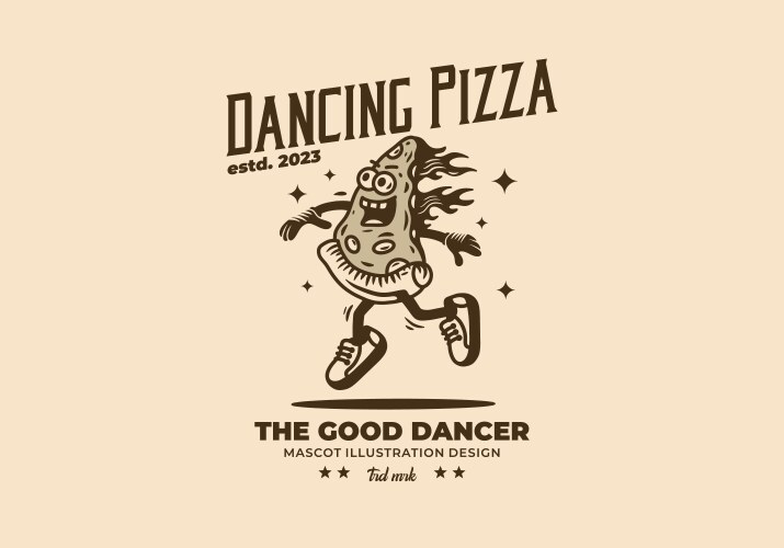 Mascot design of dancing pizza Royalty Free Vector Image