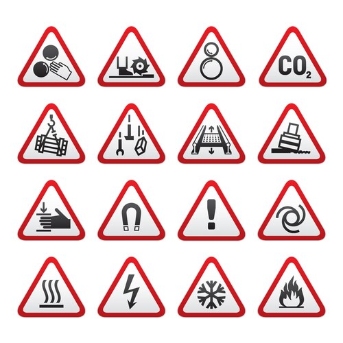 Warning signs symbols Royalty Free Vector Image