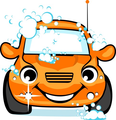 Car wash mascot cartoon isolated on white Vector Image