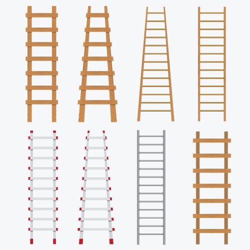 Collection metal ladders different types Vector Image