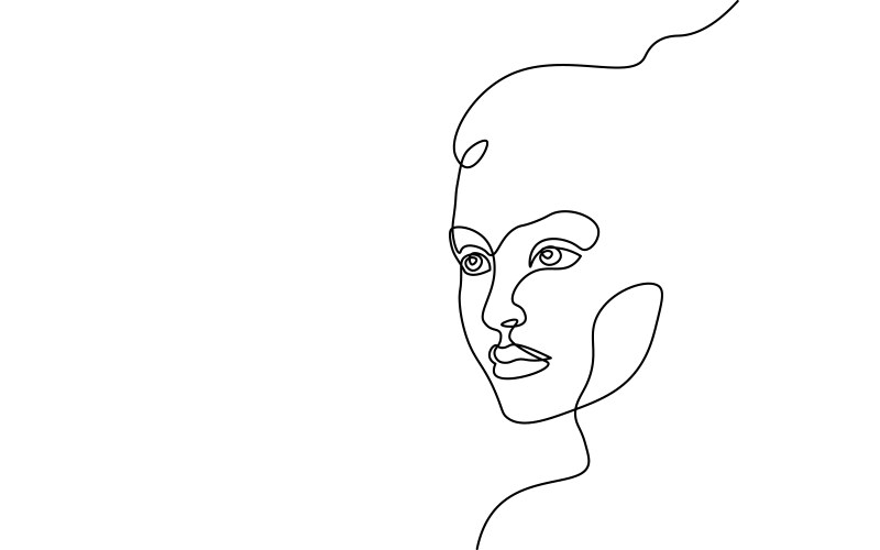 Continuous one single line art girl face concept Vector Image