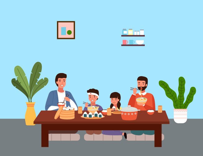 Family at dinner table Royalty Free Vector Image