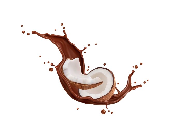 Realistic liquid chocolate wave flow 3d splash Vector Image
