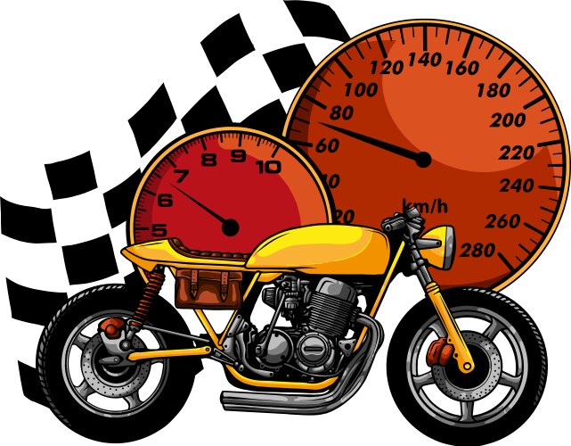 Vintage black classic motorcycle cartoon Vector Image