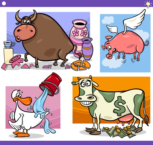 Happy cows clip-art cartoon Royalty Free Vector Image