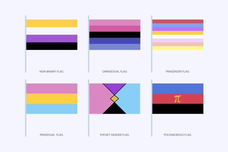Realistic pride month flags collection Royalty Free Vector