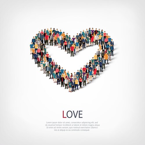 People community heart shape group love crowd Vector Image