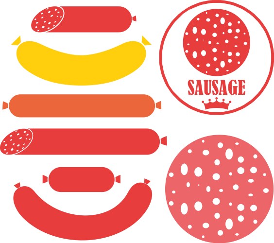 Meat sausage slice set Royalty Free Vector Image