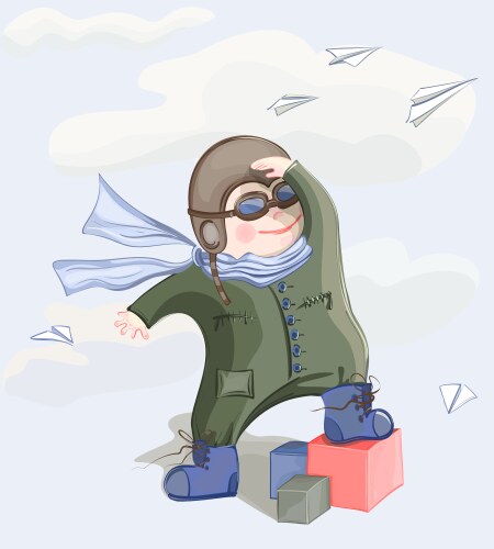 Chibi pilot Royalty Free Vector Image - VectorStock