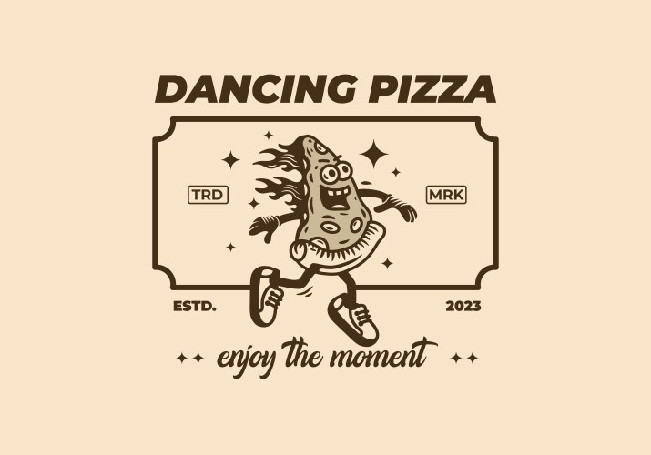 Mascot design of dancing pizza Royalty Free Vector Image