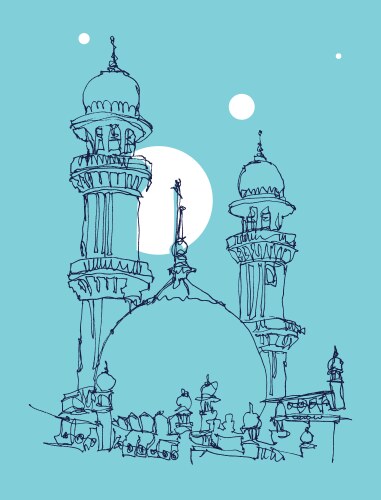 Hand drawing sketch mosque in dubai united Vector Image