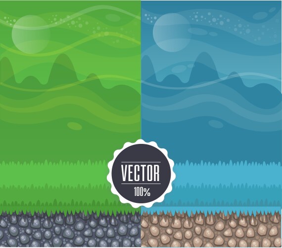 Pixel 8bit game background with ground Royalty Free Vector Pixel 8bit game background with ground Royalty Free Vector