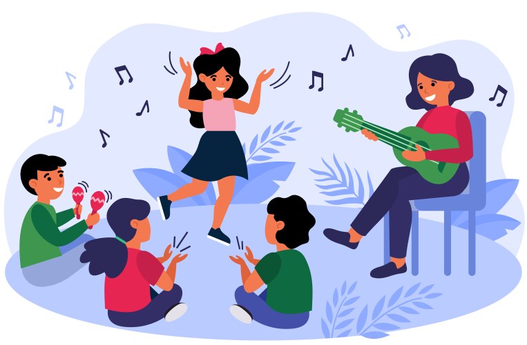 Playing music at classroom Royalty Free Vector Image