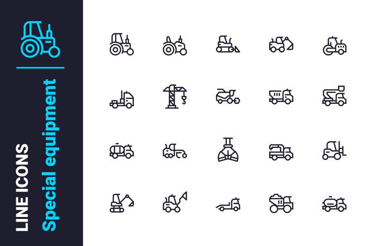 Big black-white set construction equipment Vector Image
