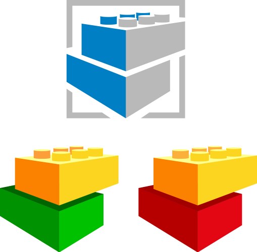 Plastic building blocks toy bricks cartoon icon Vector Image