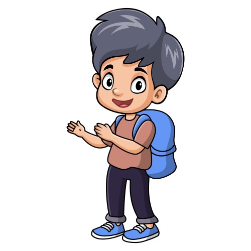 Cute happy school boy cartoon Royalty Free Vector Image