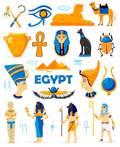 Set of isolated egypt symbols Royalty Free Vector Image