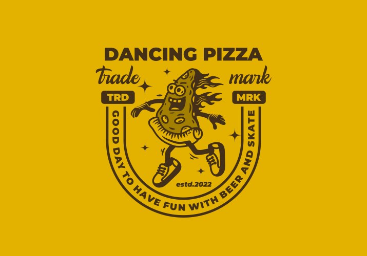 Mascot design of dancing pizza Royalty Free Vector Image