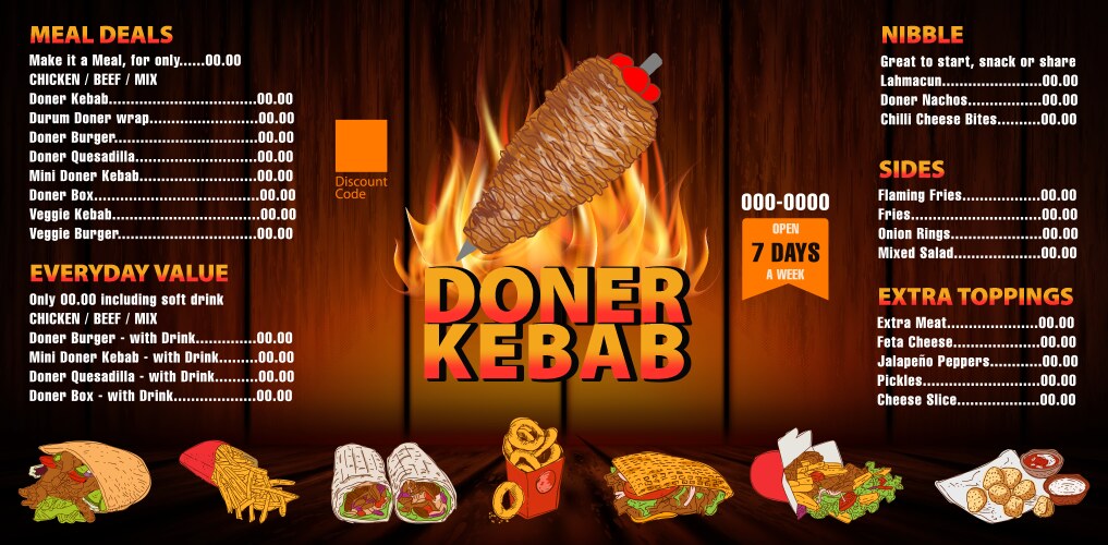 Doner kebab restaurant cafe poster template design