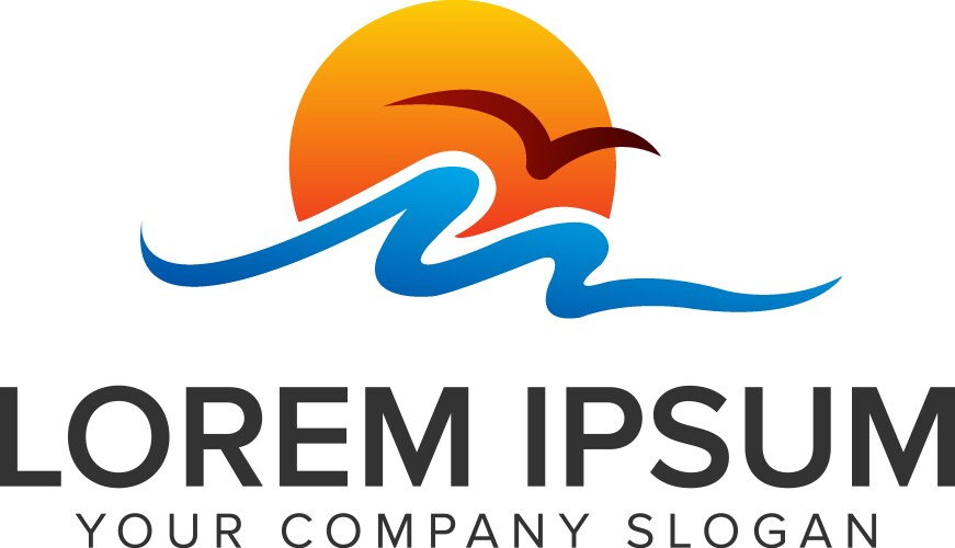 Sail boat summer logo design concept template Vector Image