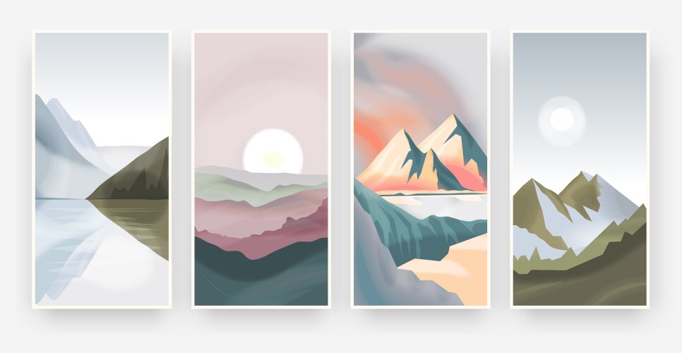 Abstract colorful landscape poster set nature Vector Image