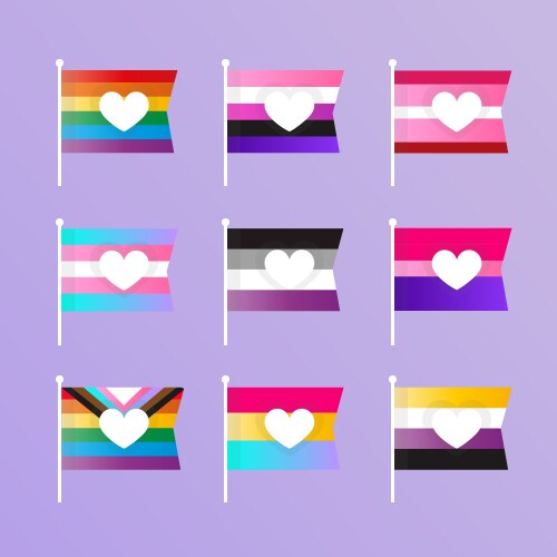 Gradient pride month symbols collection Royalty Free Vector