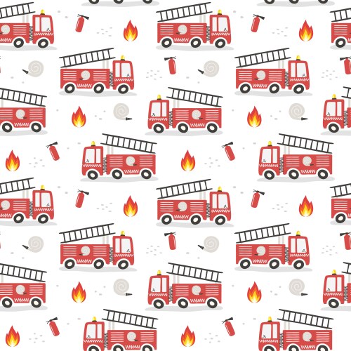 Seamless pattern with cute cartoon fire engines – Royalty-Free Vector ...
